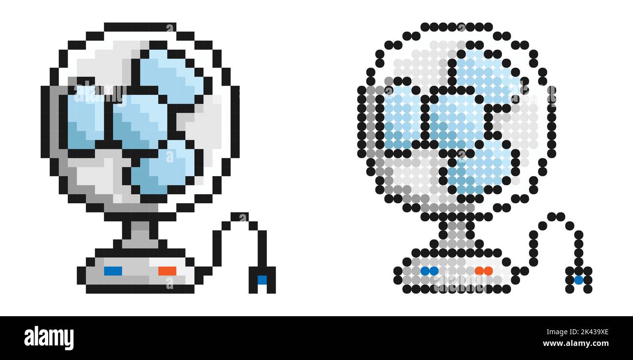 Pixel icon. Electric fan for cooling room. Maintaining comfortable ...