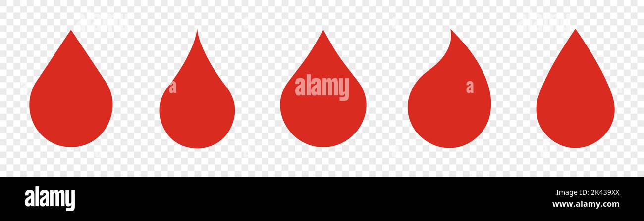 Blue water drop shape. Set of water drops isolated on transparent ...