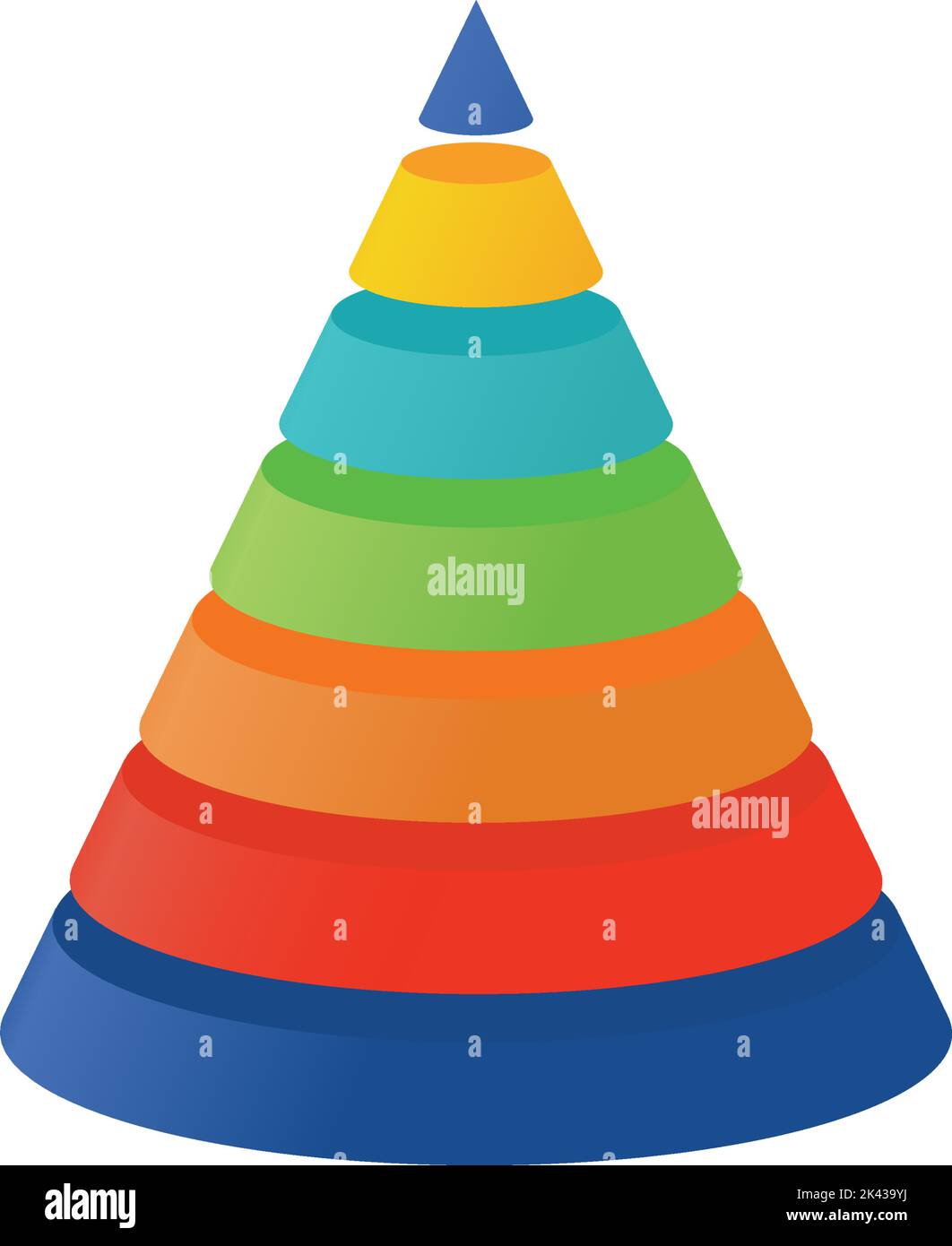 3D illustration infographic template with cone divided to seven parts ...