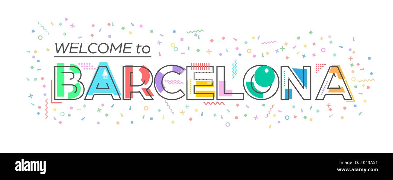 Welcome to Barcelona. Vector lettering for greetings, postcards ...