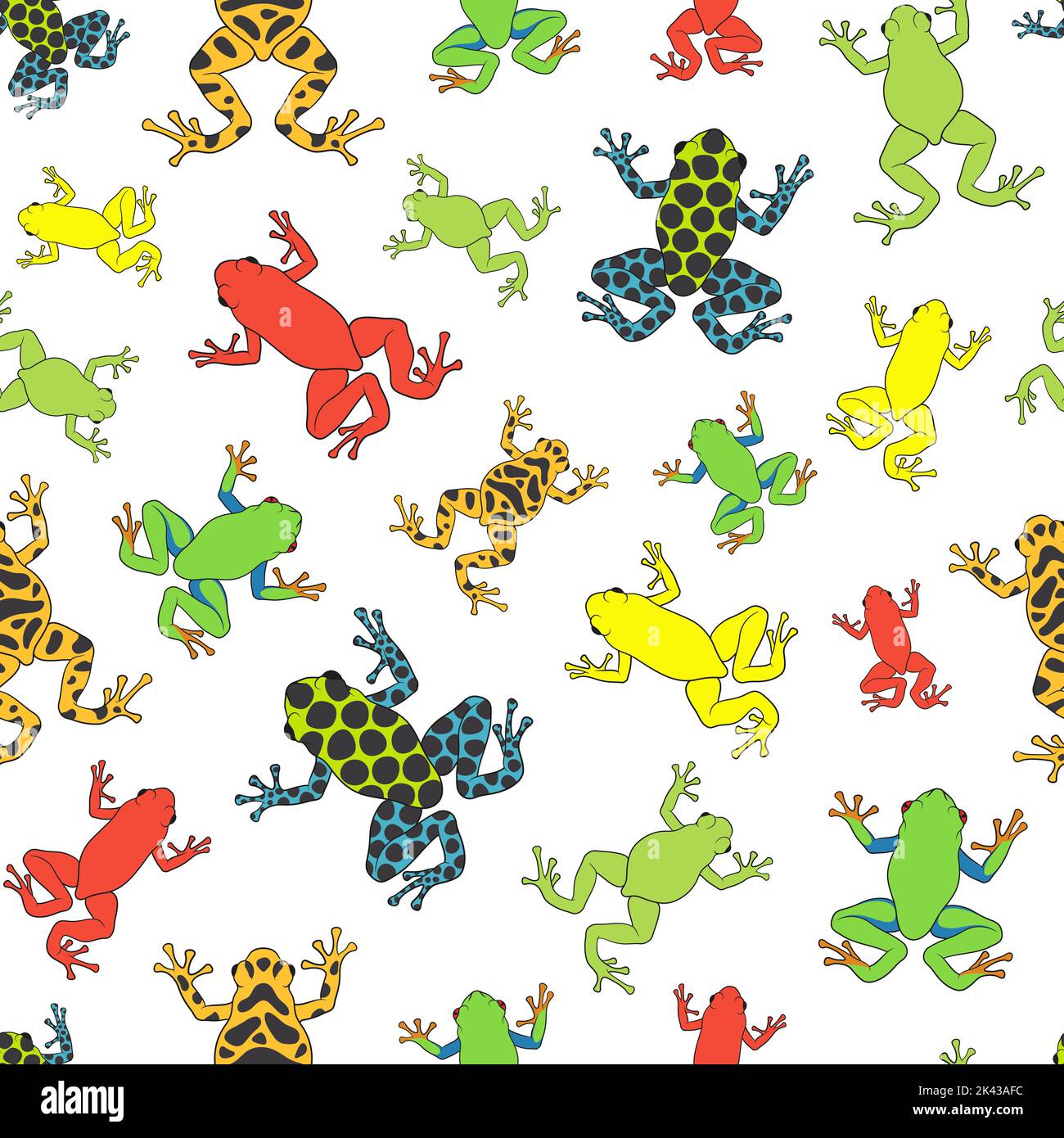 Seamless pattern with tropical tree frogs. Colored vector background on ...