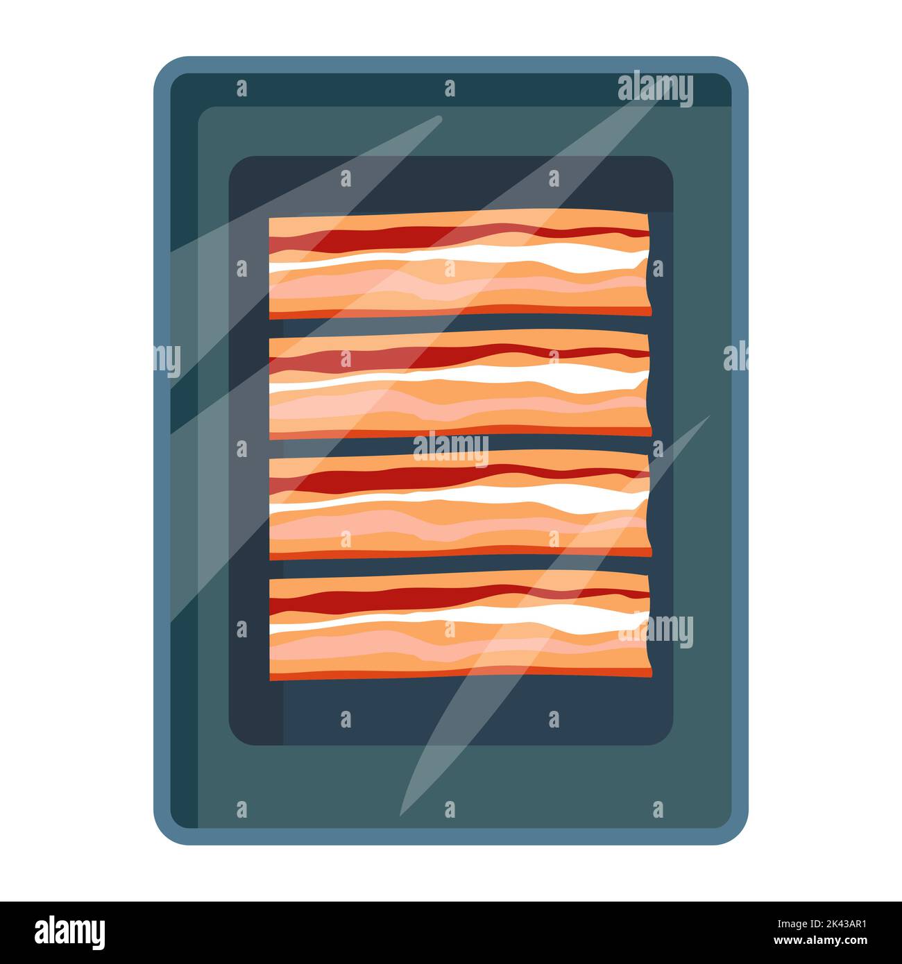 Сartoon meat tray. Frozen food in transparent plastic packaging. Fresh ...