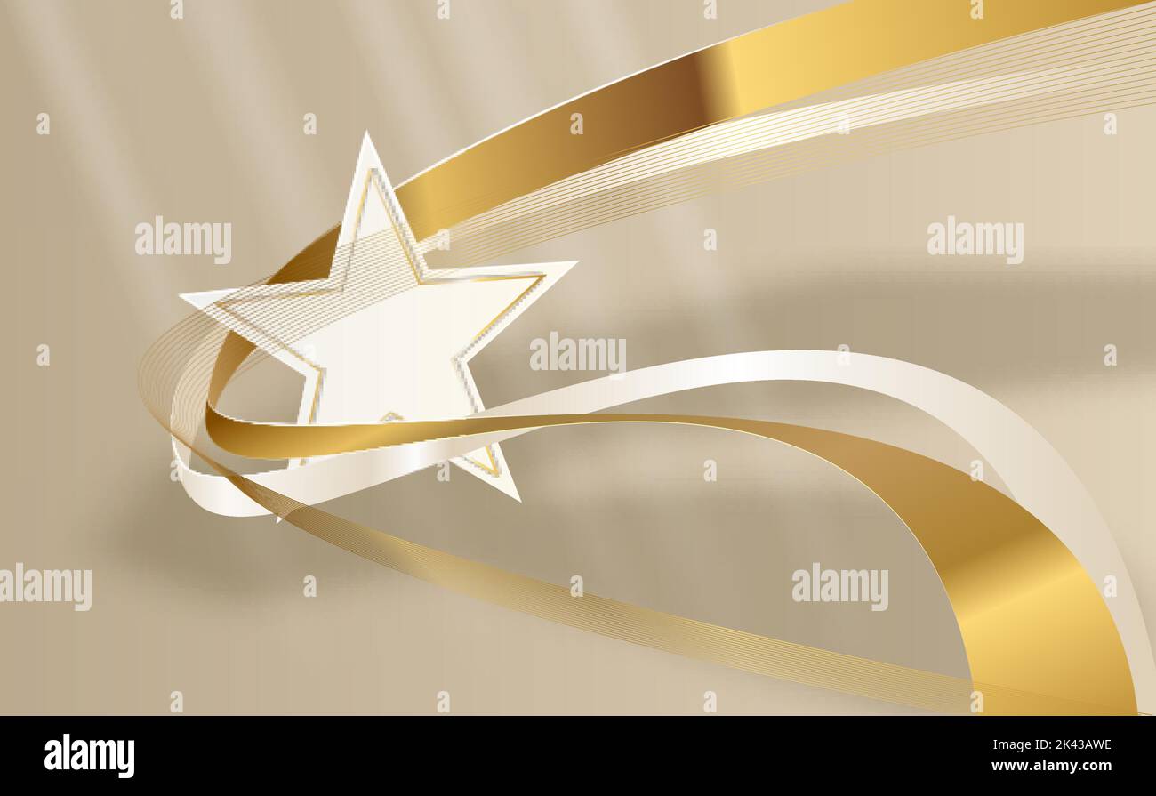 Award ceremony background with 3d gold star and ribbon element and ...