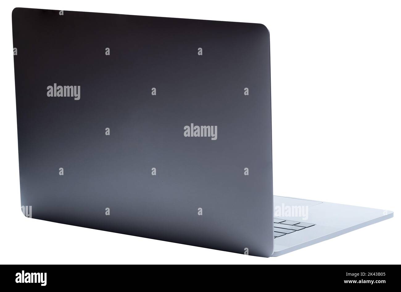 Back view of grey laptop isometric isolated on studio background Stock ...
