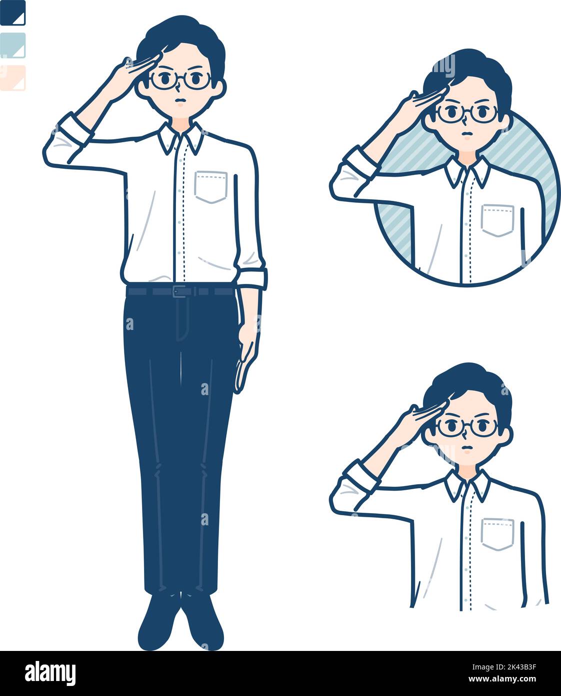 A man in shirt with salute images.It's vector art so it's easy to edit ...