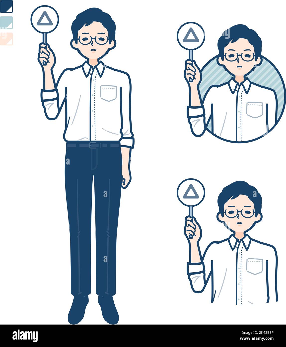 A man in shirt with Put out a Triangle panel images.It's vector art so ...