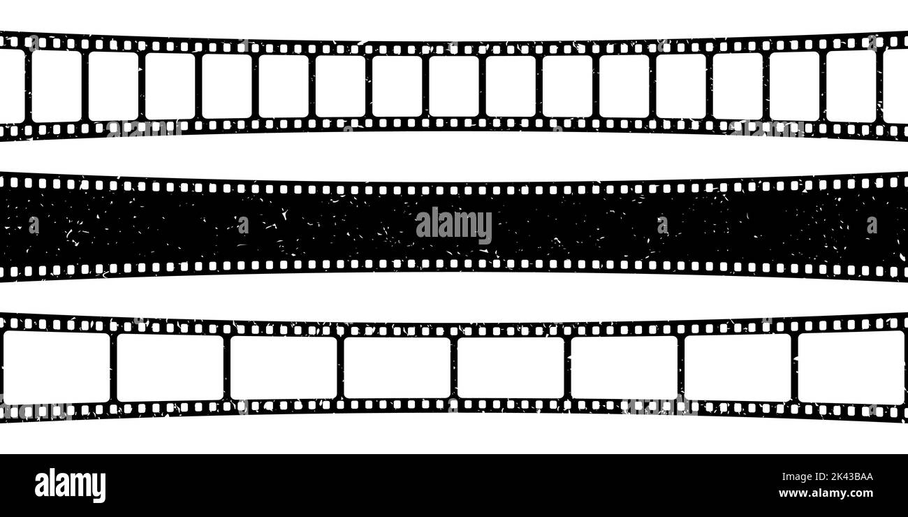 Retro curved film strips collection. Old grunge cinema movie strip ...