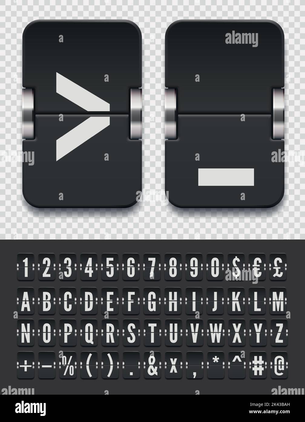 Black terminal mechanical scoreboard alphabet with numbers to display ...