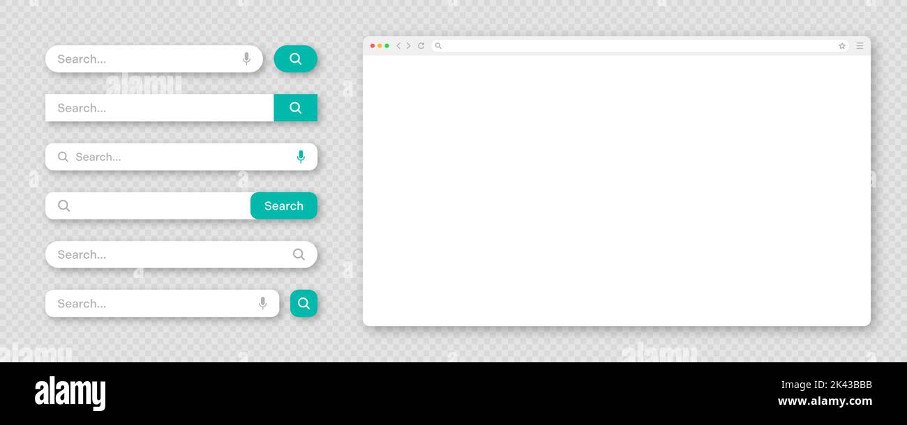 Blank internet browser window with various search bar templates. Web ...