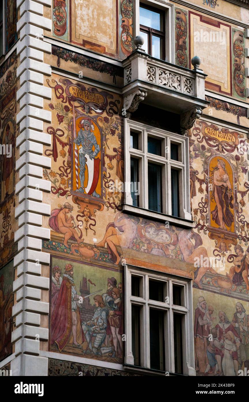 Italian Renaissance Wiehl House painted in neo-Renaissance sgraffito in ...