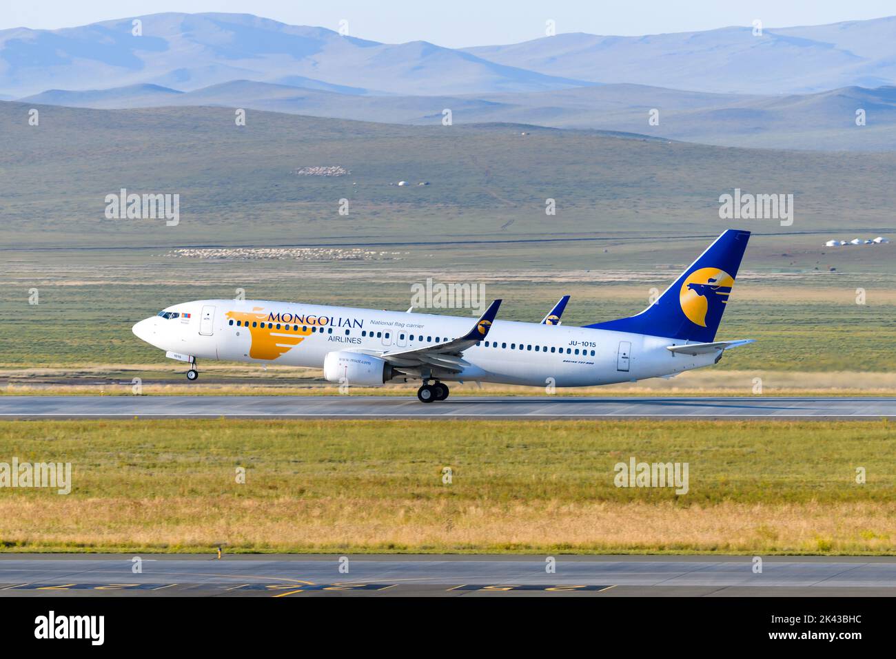 MIAT Mongolian Airlines Boeing 737 at the New Ulaanbaatar International ...