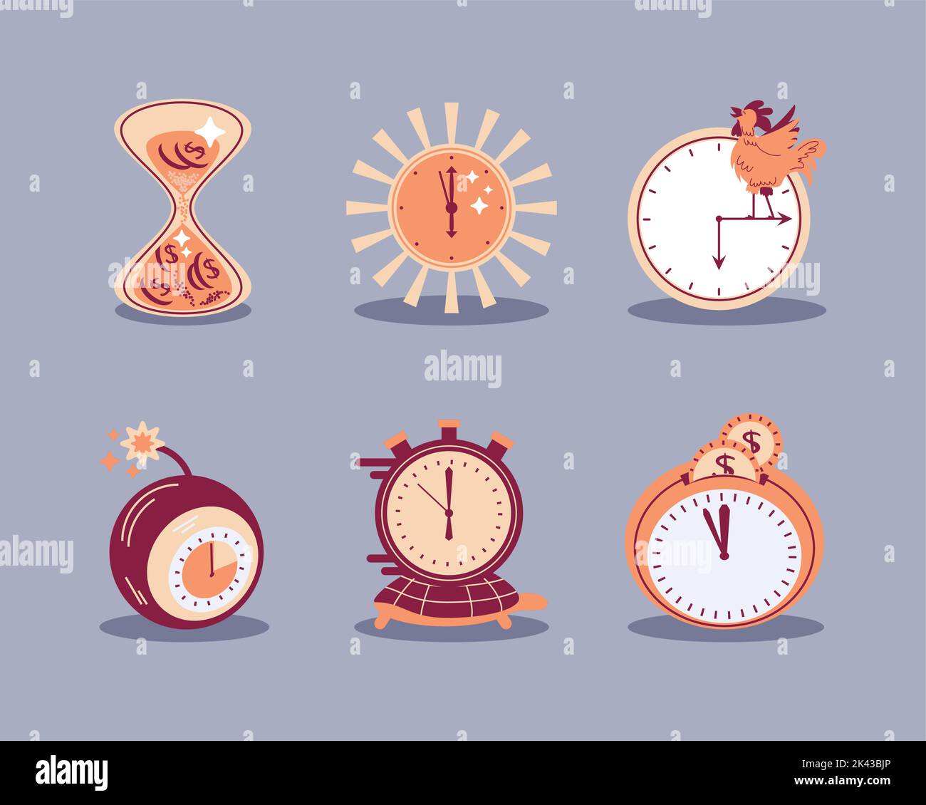 set of time clocks Stock Vector Image & Art - Alamy