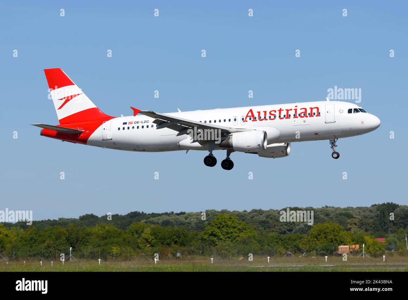Austrian Airlines Airbus A320 aircraft landing. Airplane of airline ...
