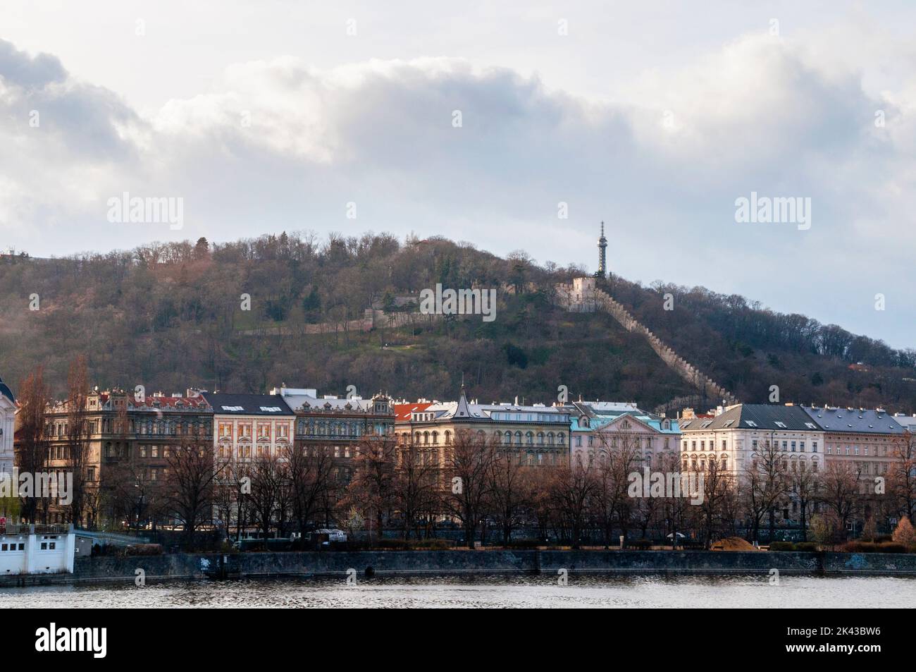 Hunger Wall fortifications and the Petrin Lookout Tower in Prague ...
