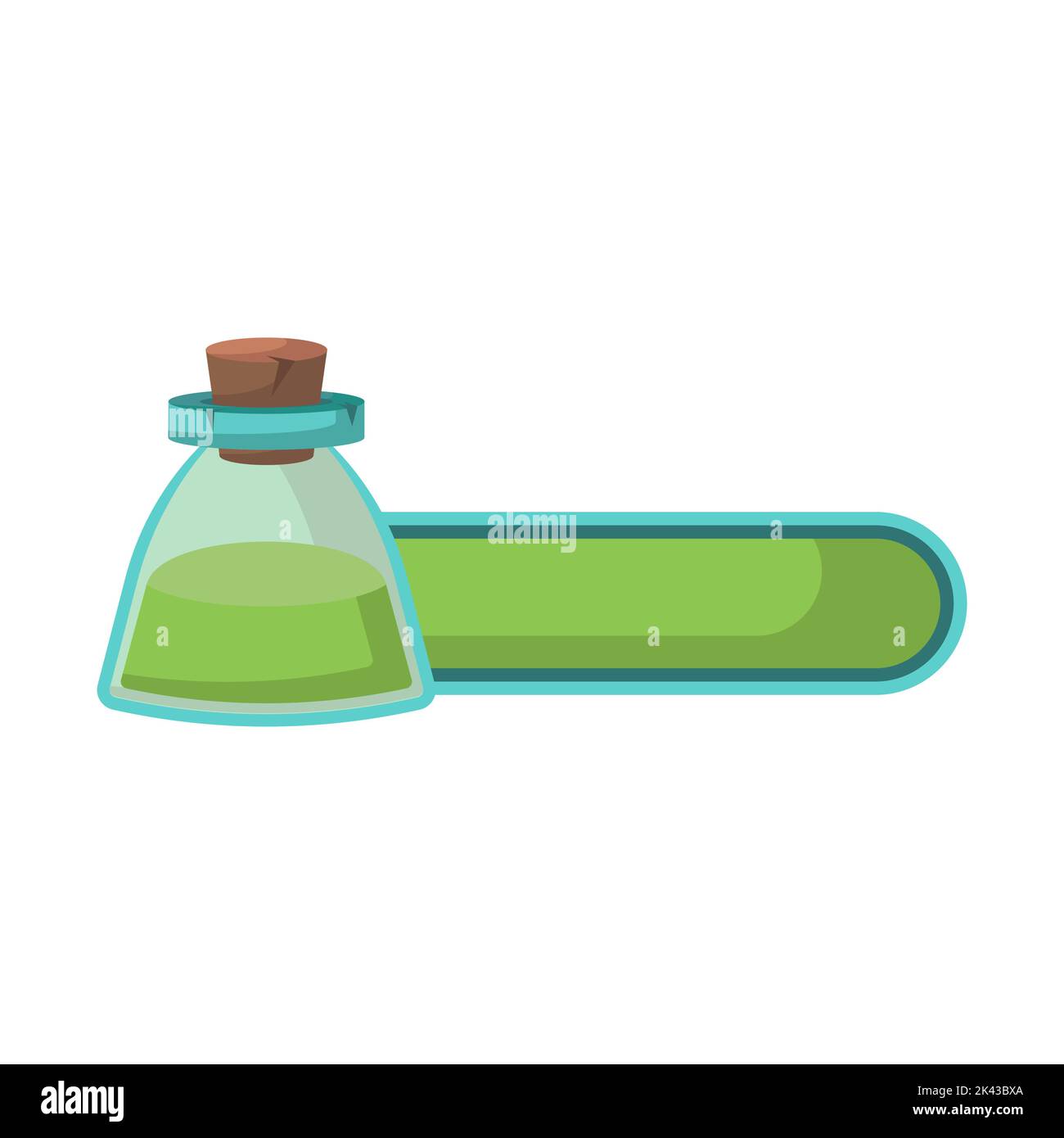 Game icon of bottle with poison or elixir and status indicator. GUI bar ...