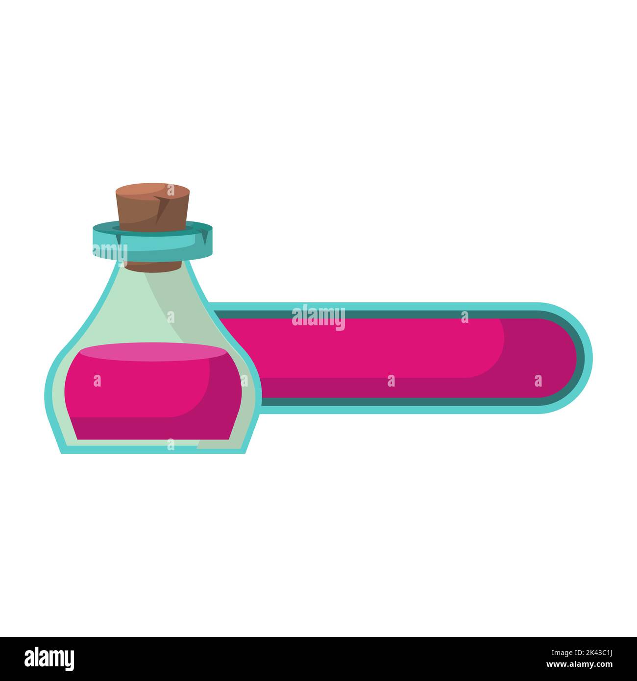 Game icon of bottle with poison or elixir and status indicator. GUI bar ...