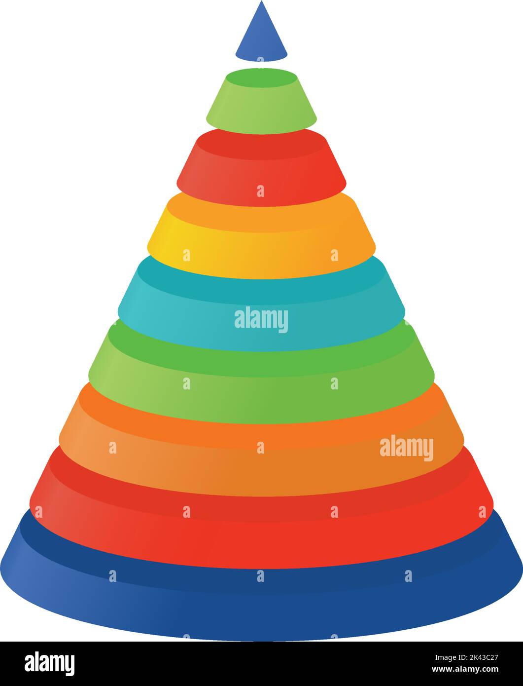 3D illustration infographic template with cone divided to nine parts ...