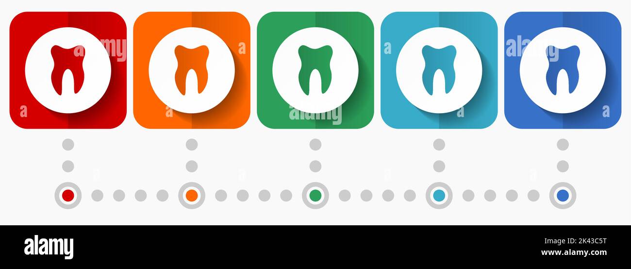 Tooth vector icons, infographic template, set of flat design symbols in ...