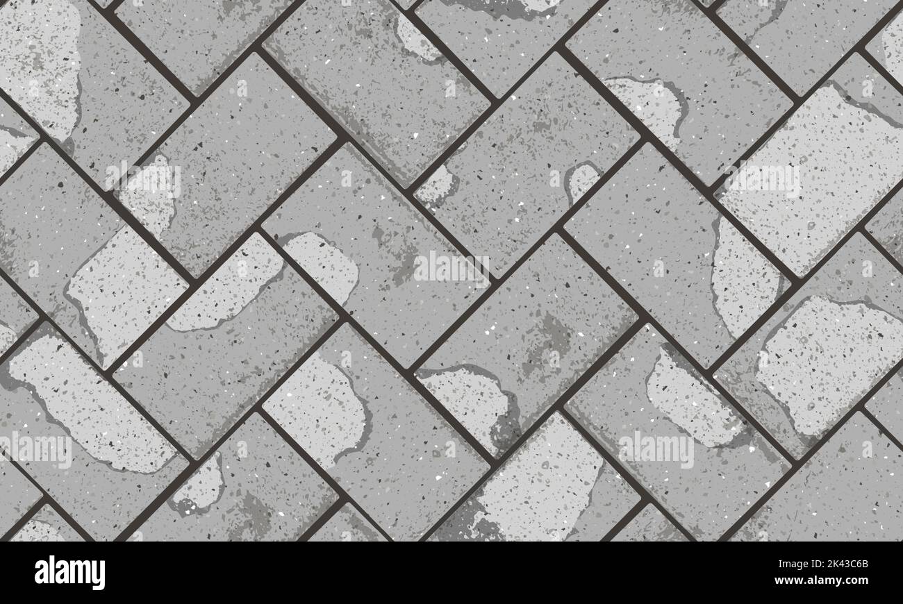 Pavement with textured cracked old herringbone seamless pattern Stock ...