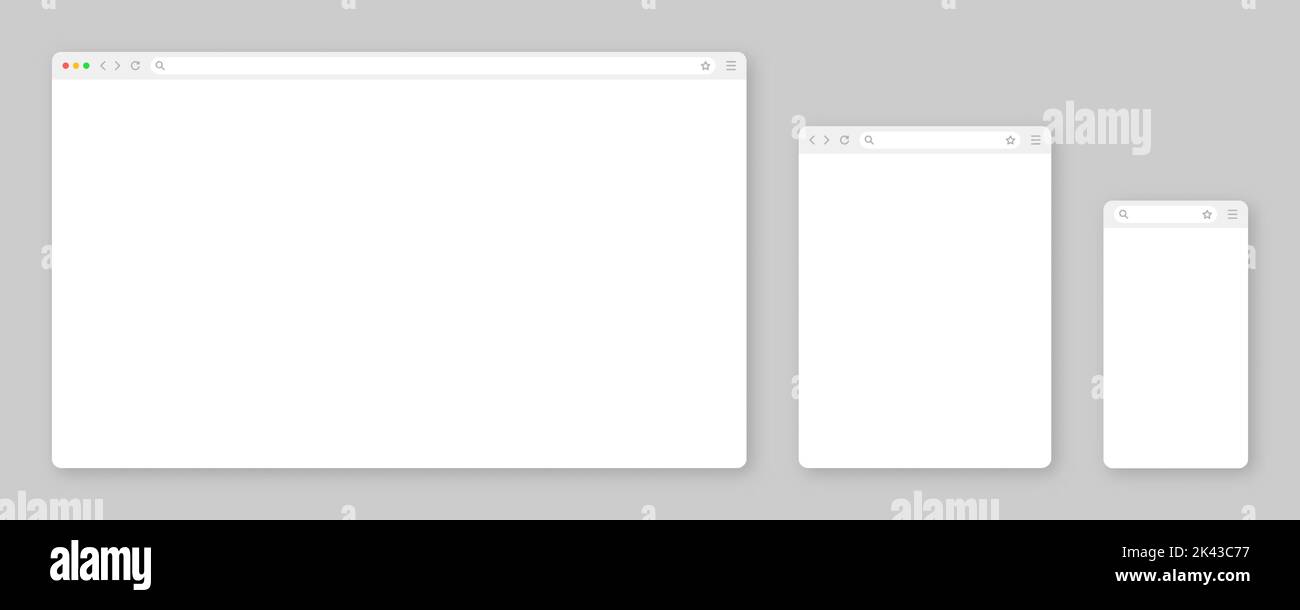 Blank web browser window with toolbar and search field. Modern website ...