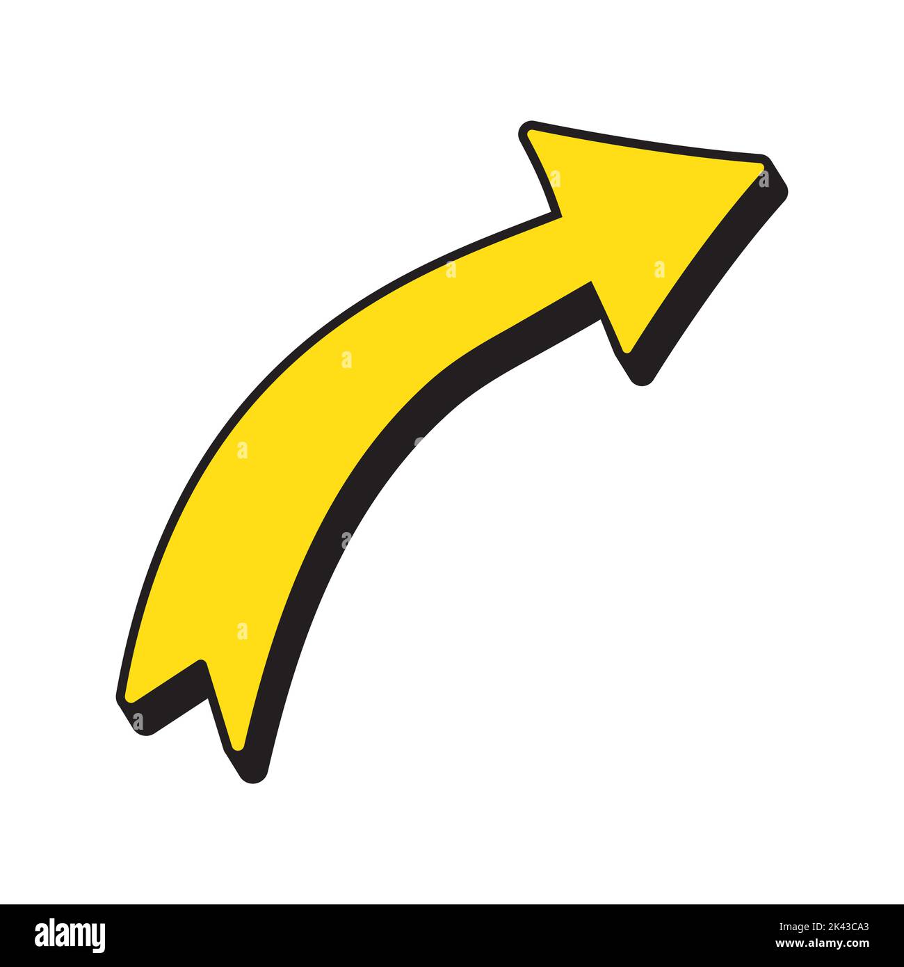 Pop art curved arrow. Comic book style quirky cartoon arrow Stock ...