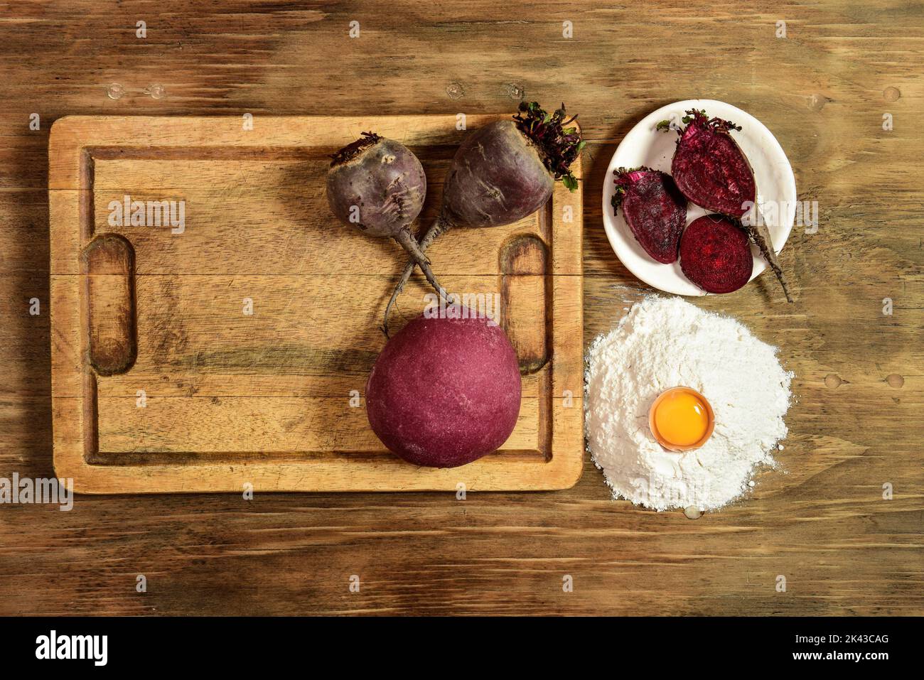 Ingredients ready on the table to make pasta of different flavors Stock ...