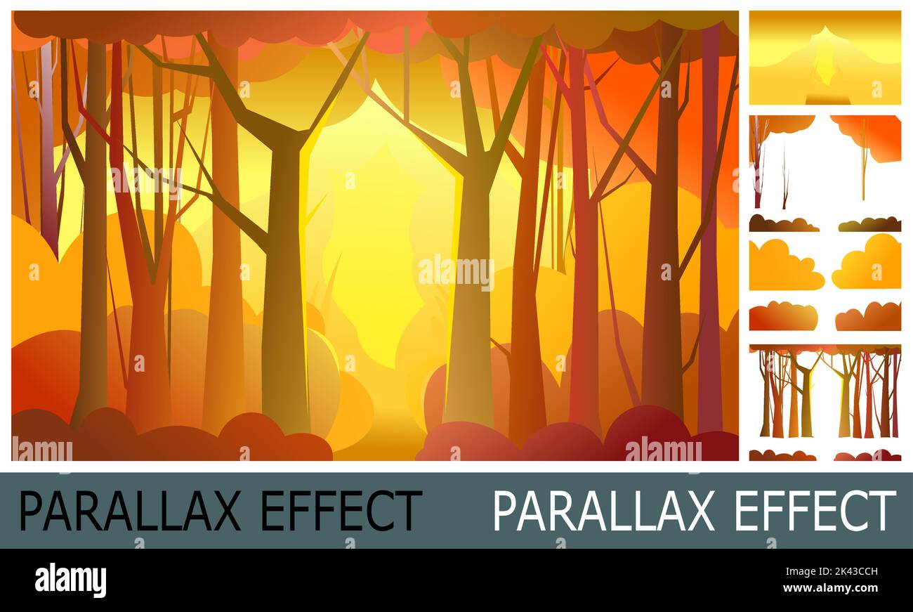 Forest pathway. Trees illustration. Dense wild plants with tall ...