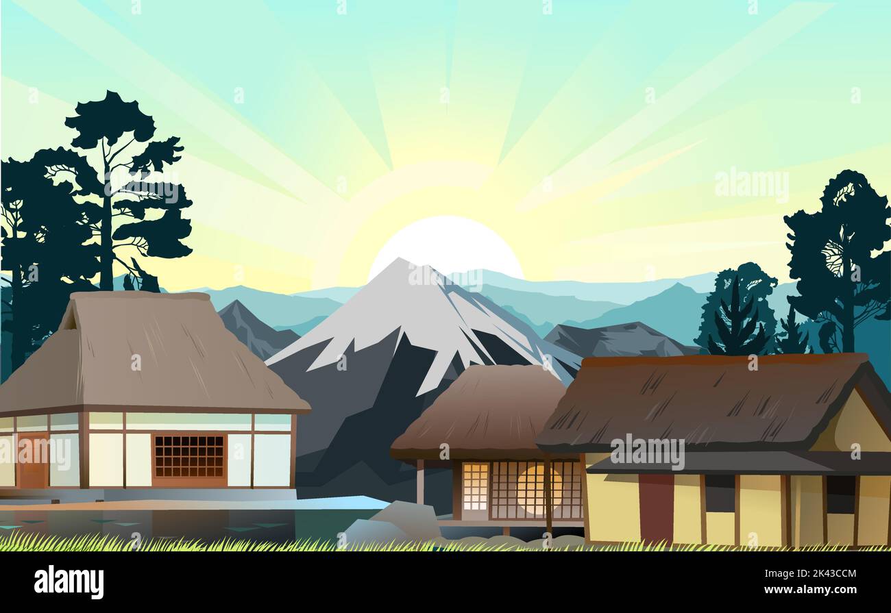 Old japanese village Stock Vector Images - Alamy