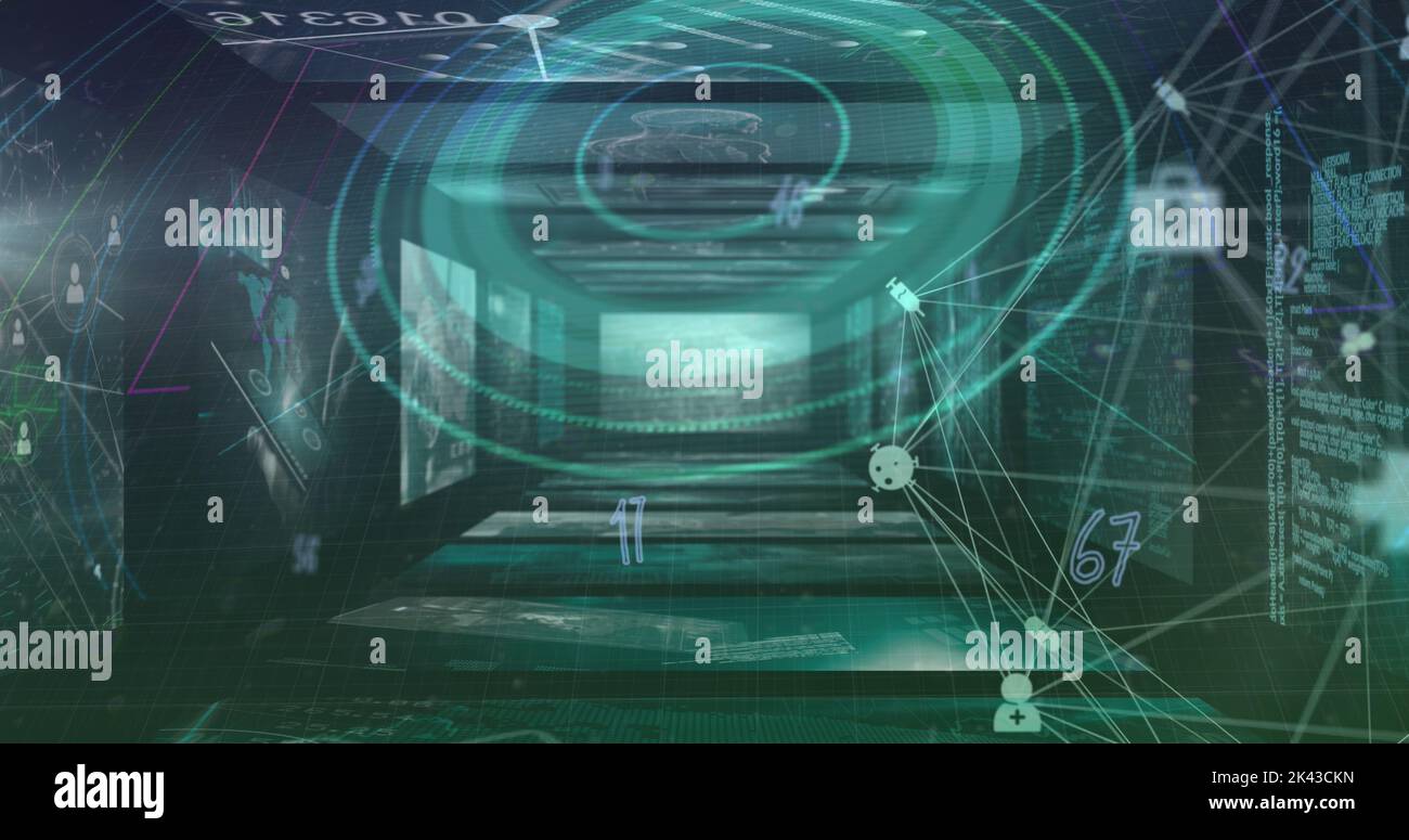 Image of digital signs moving in highly equipped space. Digital ...