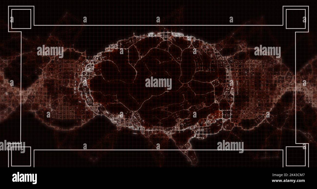 Image of math formulas, brain and dna on black background. Science ...
