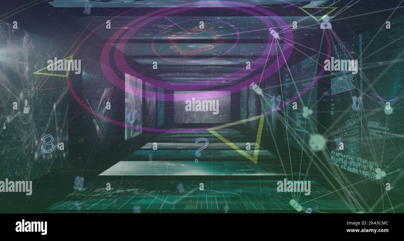 Image of digital signs moving in highly equipped space. Digital ...