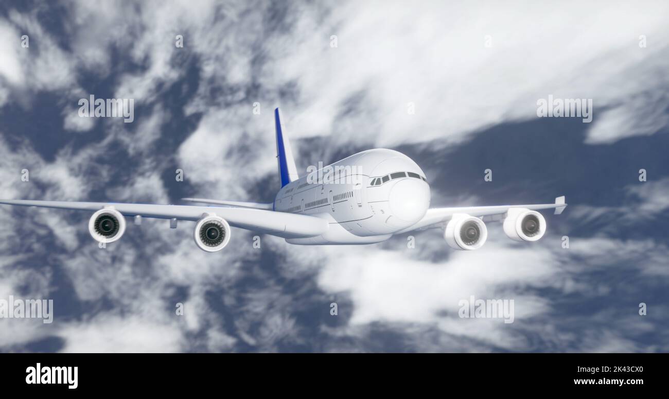 Image of digital plane over sky with clouds. Global transport, travel ...
