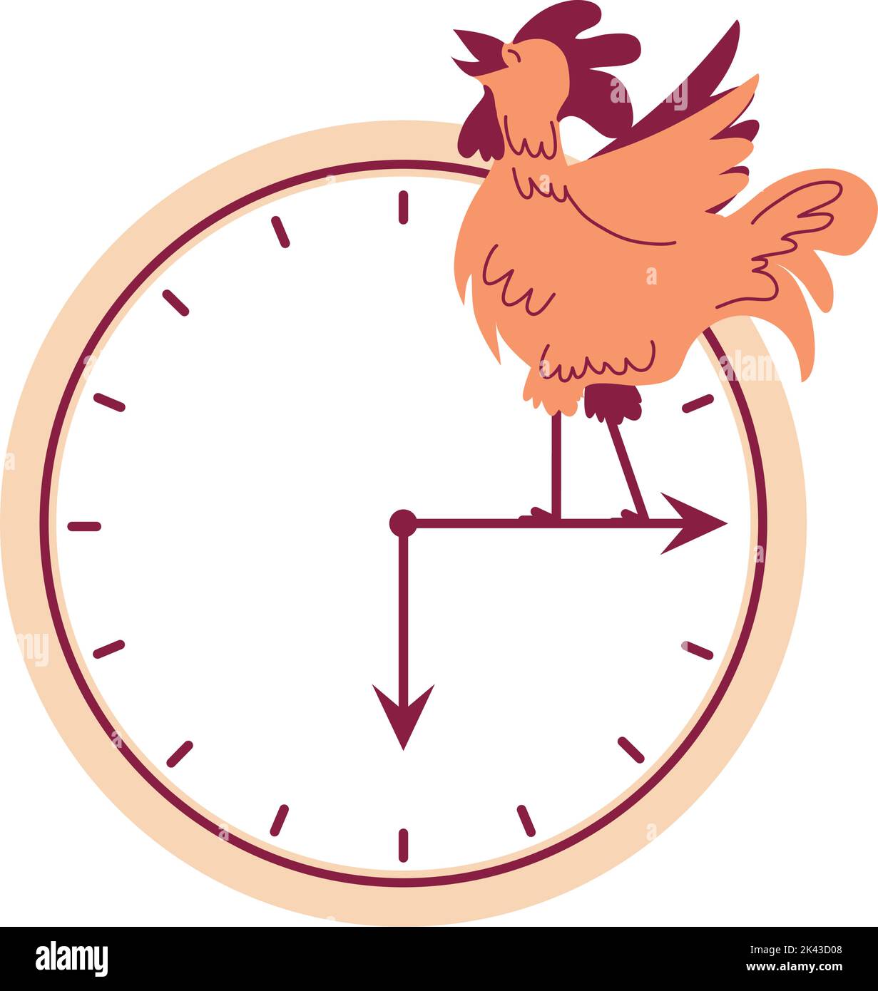 rooster in time clock Stock Vector Image & Art - Alamy