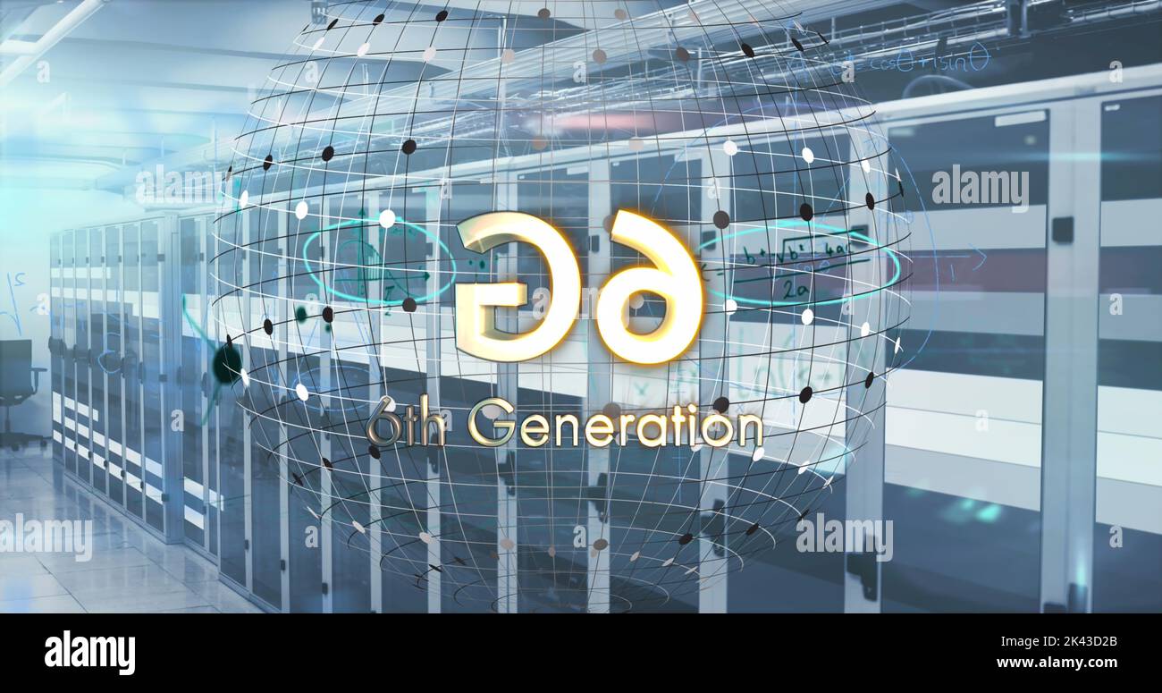 Image of 6g text and globe over server room Stock Photo - Alamy
