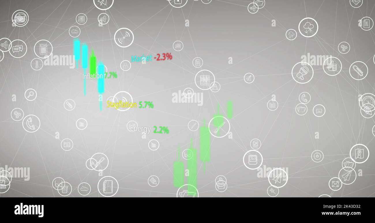 Image of data processing over media icons Stock Photo - Alamy