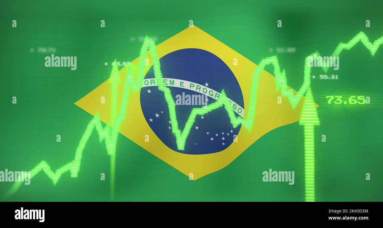 Image of data processing over flag of brazil Stock Photo - Alamy