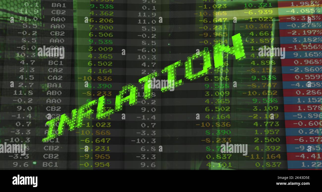 Image of data processing over inflation text Stock Photo - Alamy