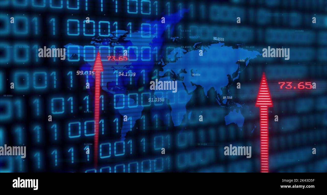 Image of data processing over world map Stock Photo - Alamy