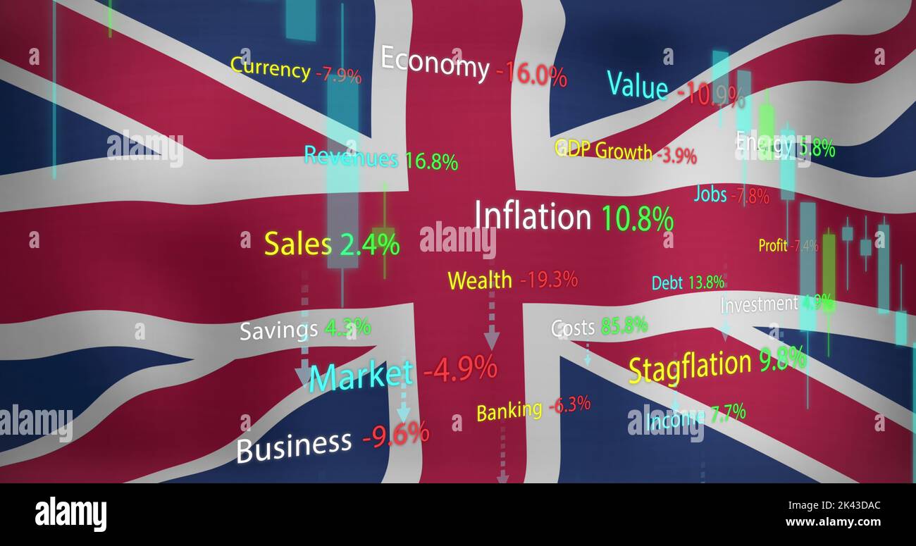 Image of data processing over flag of uk Stock Photo - Alamy
