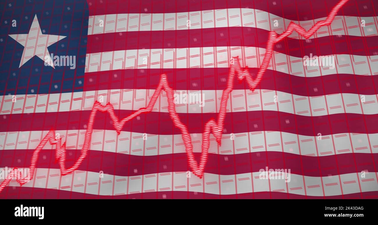 Image of data processing and inflation text over flag of chile Stock ...