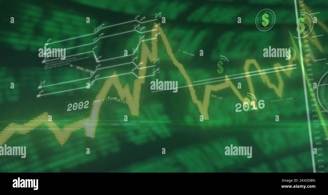 Image of data processing over dollar symbols Stock Photo - Alamy