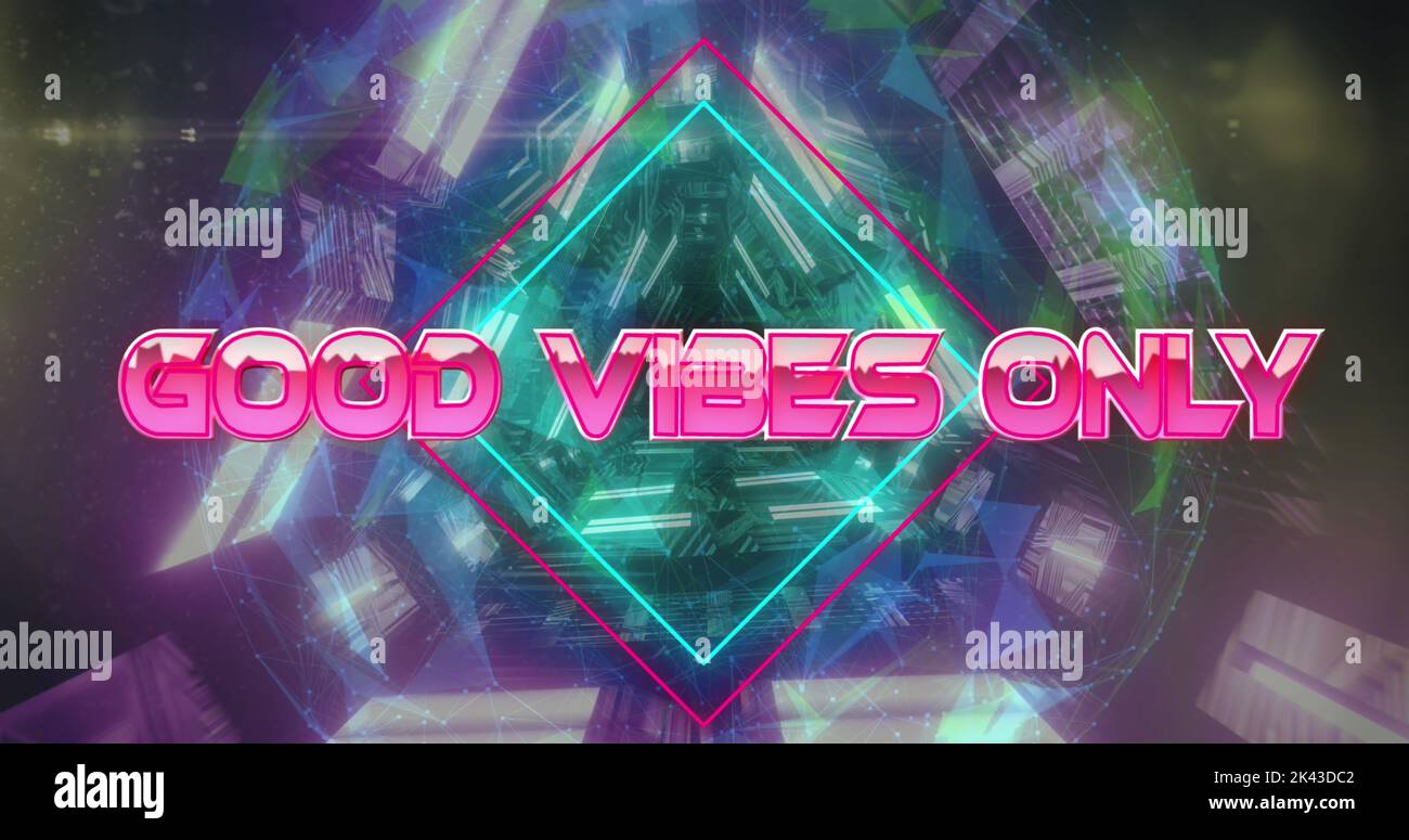 Image of good vibes only text banner over tunnel in seamless pattern ...