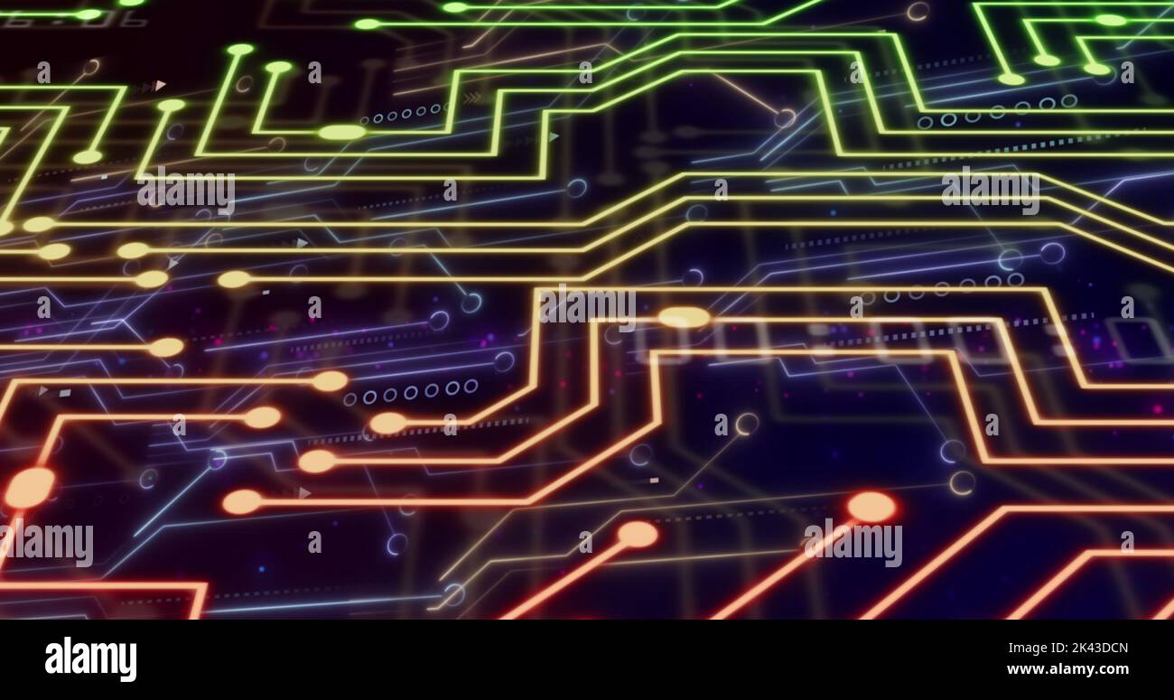 Image of network of connections over black background Stock Photo - Alamy