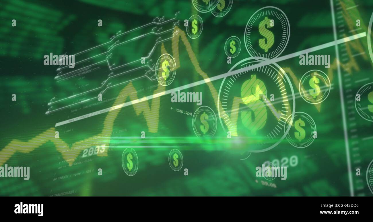 Image of data processing over dollar symbols Stock Photo - Alamy