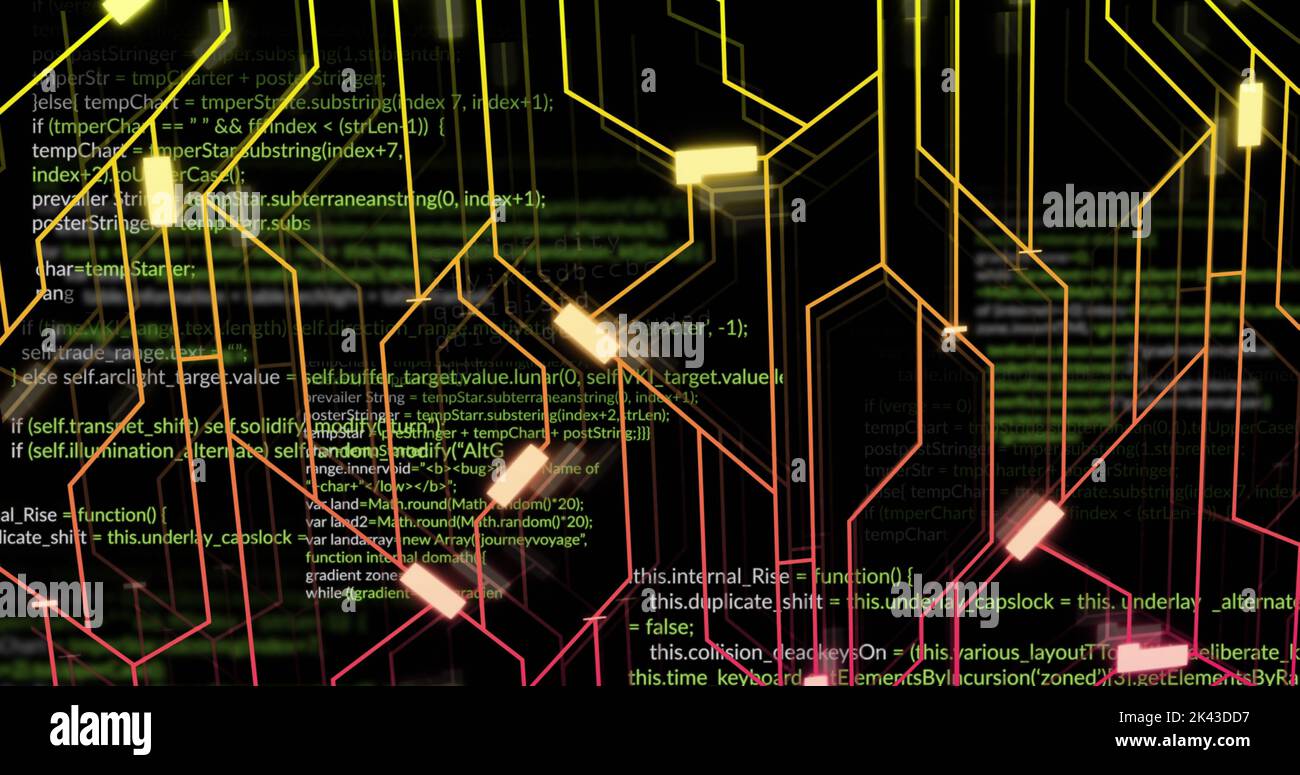 Image of data processing on black background Stock Photo - Alamy