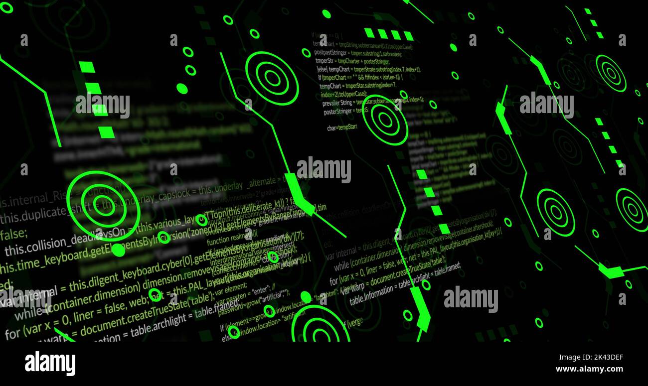 Image of data processing on black background Stock Photo - Alamy