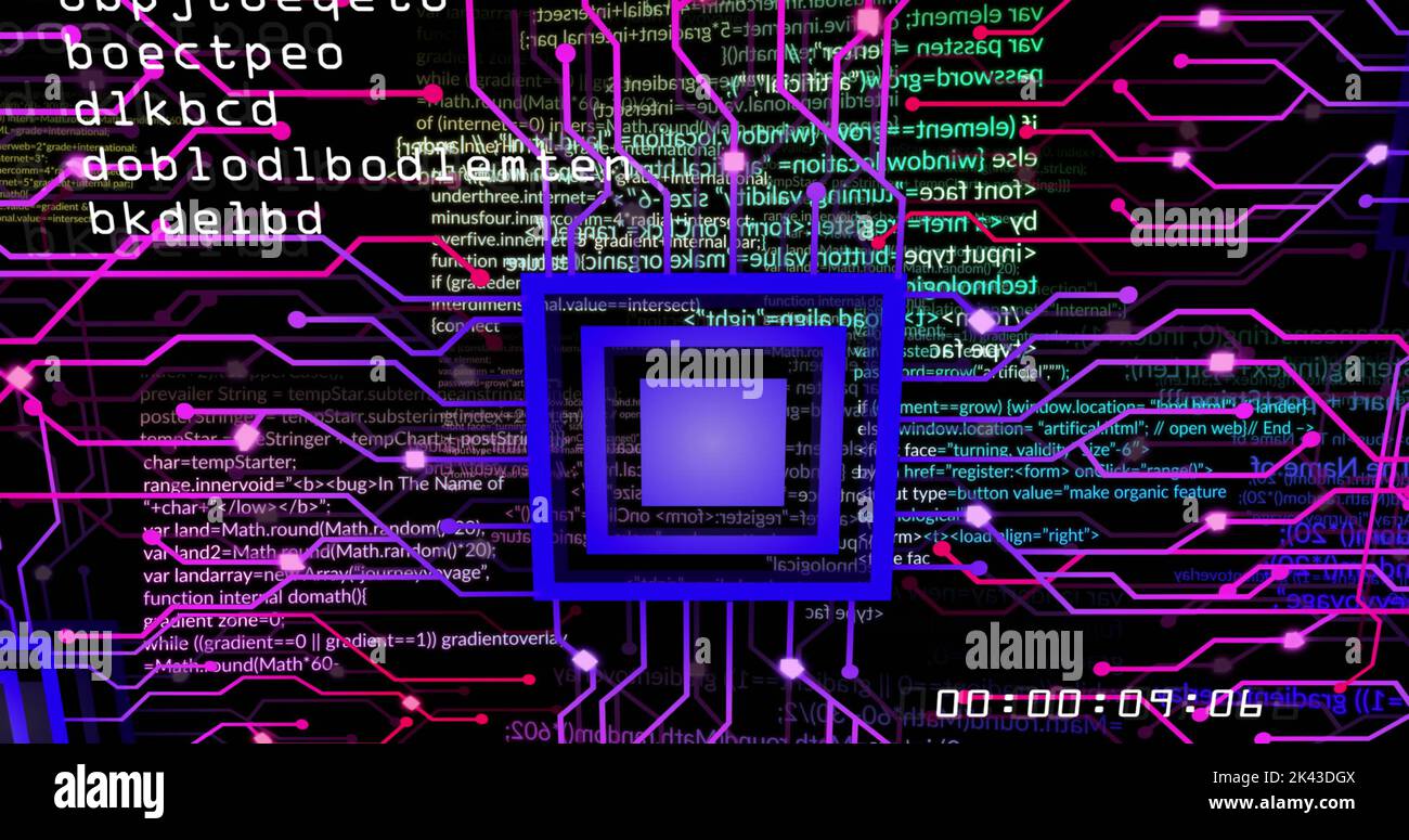 Image of data processing on black background Stock Photo - Alamy