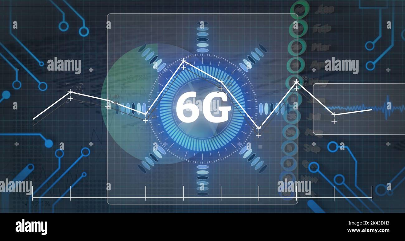Image of data processing over 6g text Stock Photo - Alamy