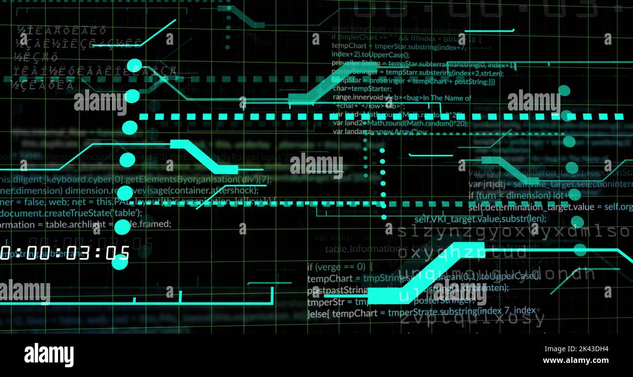 Image of data processing on black background Stock Photo - Alamy