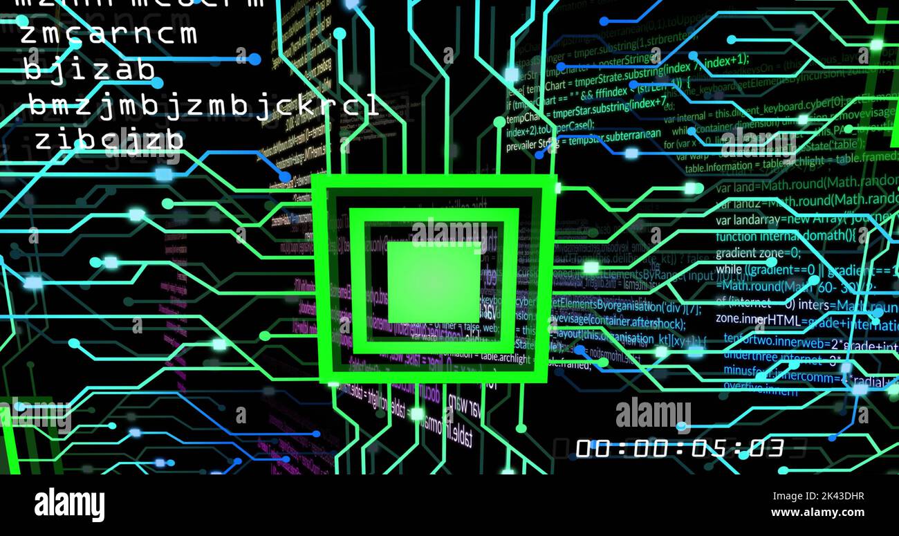Image of data processing on black background Stock Photo - Alamy
